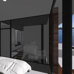 Dormitorio, Terraza Estilo moderno Color azul oscuro, blanco, gris