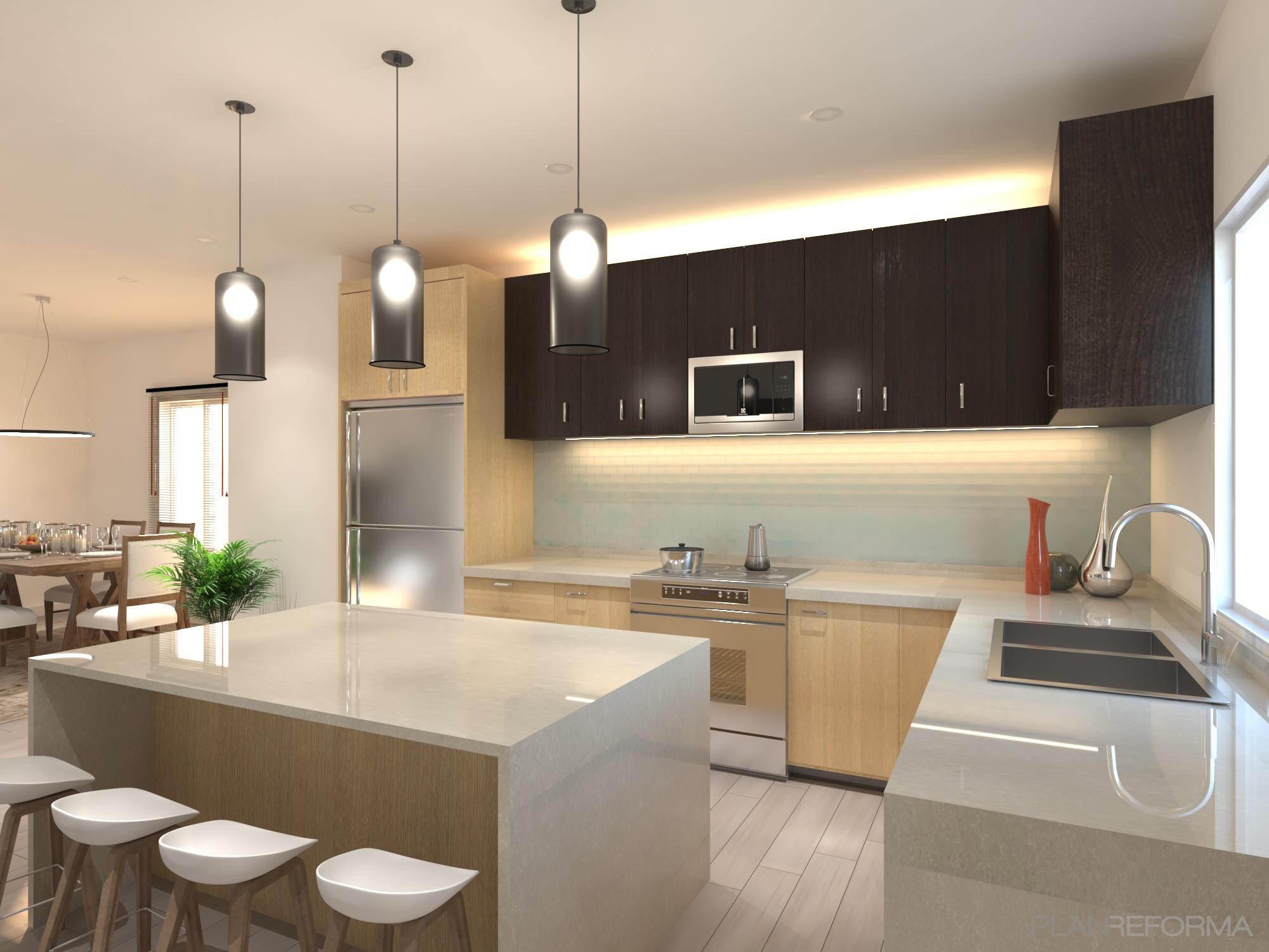 Cocina Estilo moderno Color rojo, rosa, marron