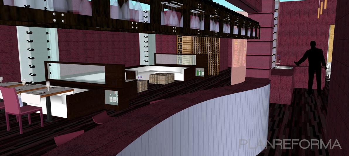 Bodega, Restaurante, Bar style moderno color rosa, marron, blanco