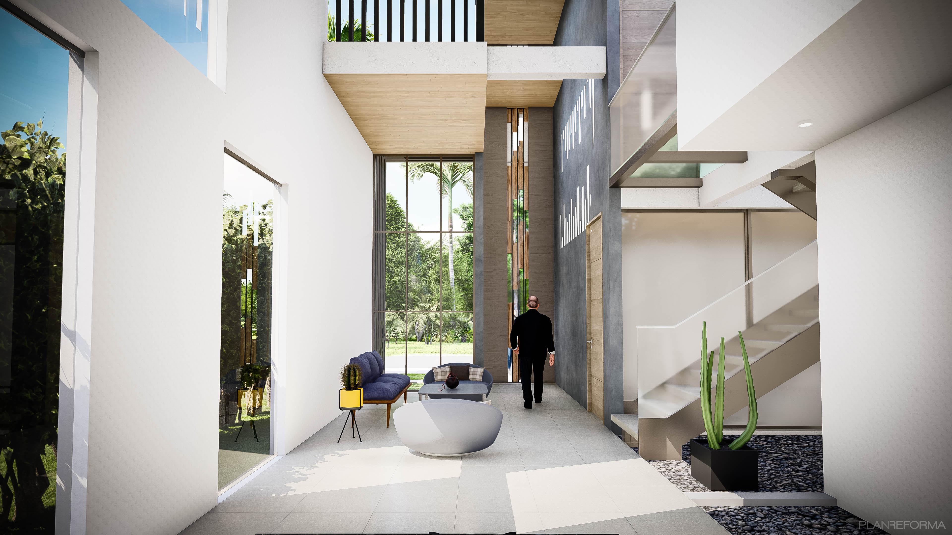 Recibidor, Sala de la TV, Loft Estilo moderno Color marron, blanco, gris