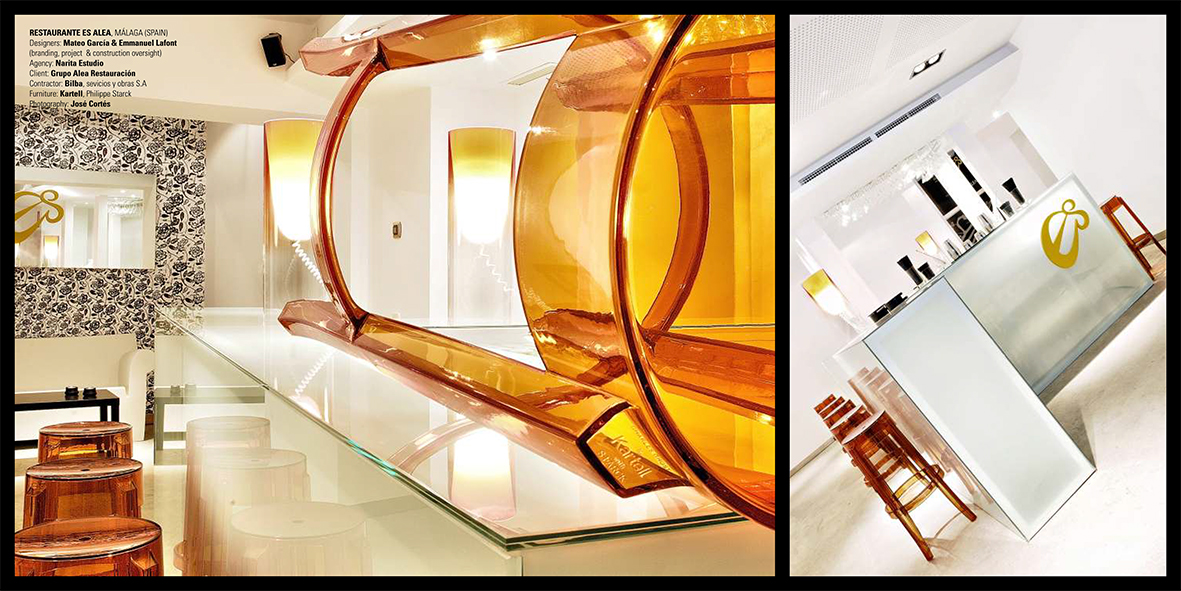 Cafeteria, Bar style moderno color ocre, blanco, gris